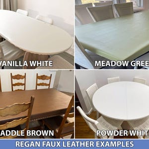 FAUX LEATHER Tablecloth REGAN Custom Fitted Rectangle Square Round Oval ...