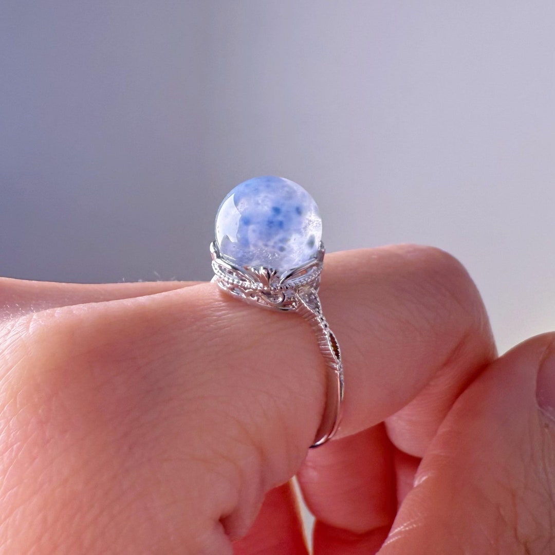 Handmade Natural Blue Rutilated Quartz Crystal Ring - Etsy