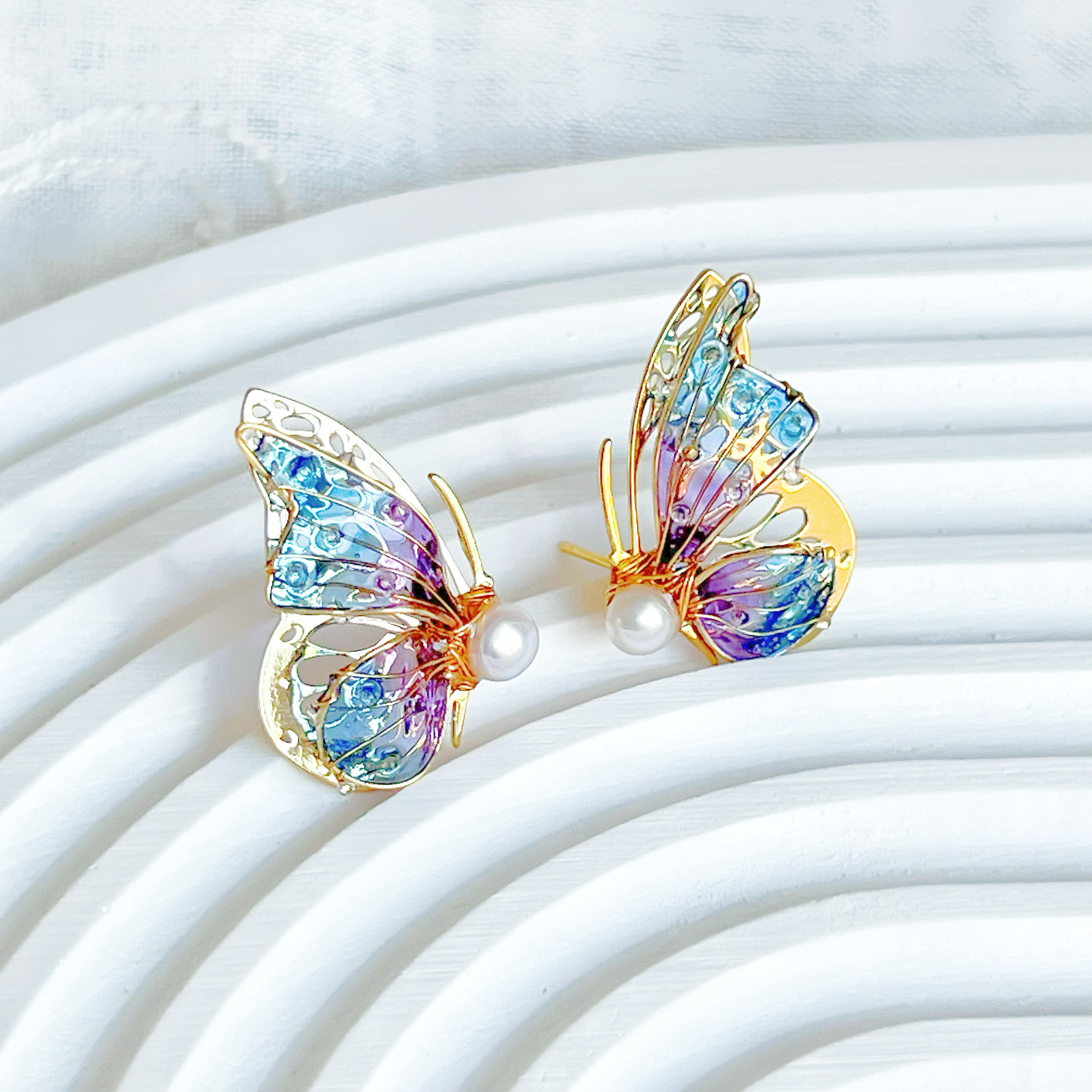 Handmade Yellow Green Butterflies Earrings - Etsy