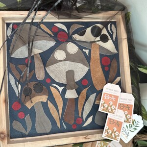 Handcrafted Boho Mushroom Art Collage on Leather Birchwood Box Cottage ...
