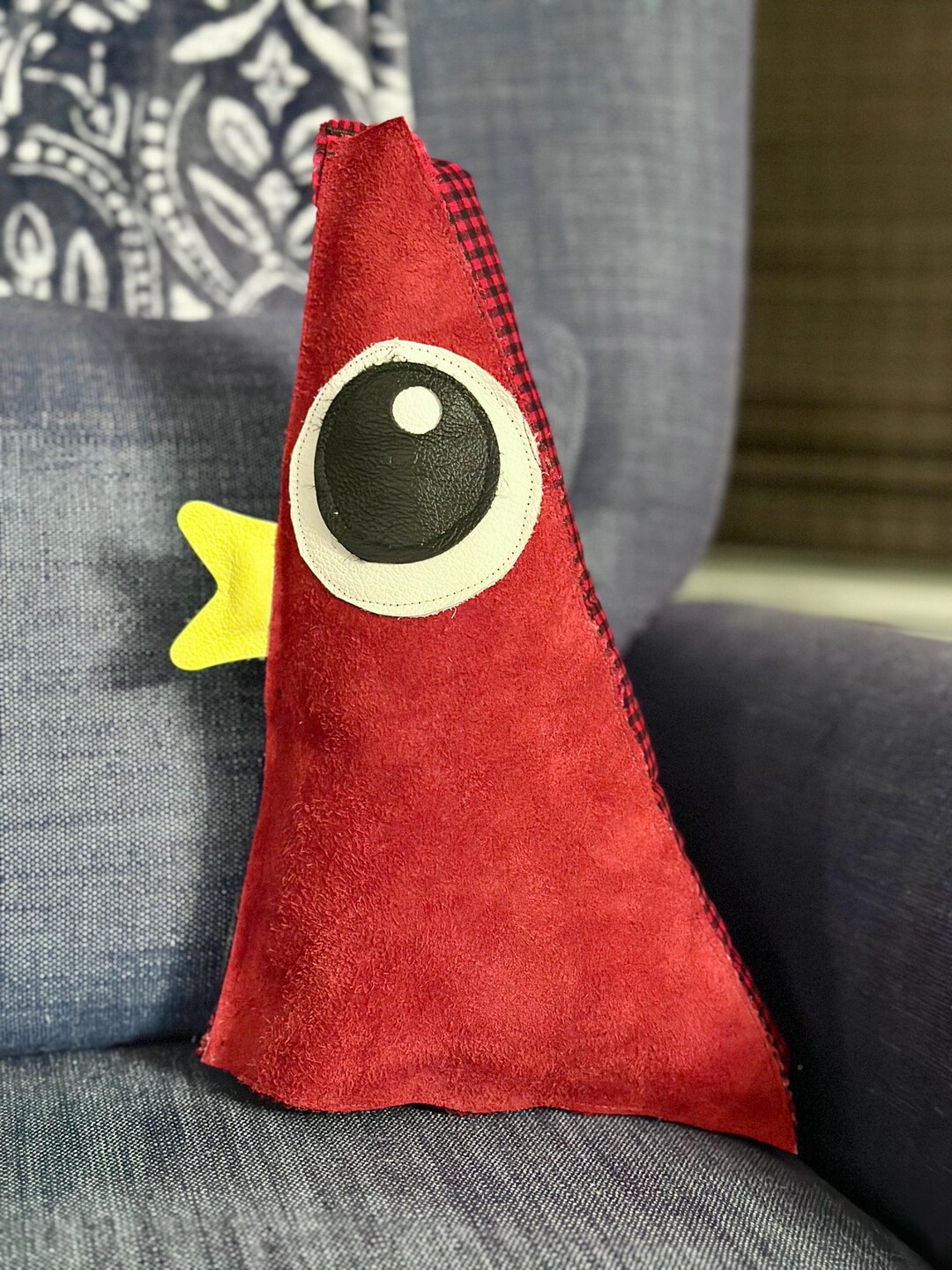 Big Chicken Leather Stuffy: Marietta GA Icon, Upcycled Quilt Plush 3D ...
