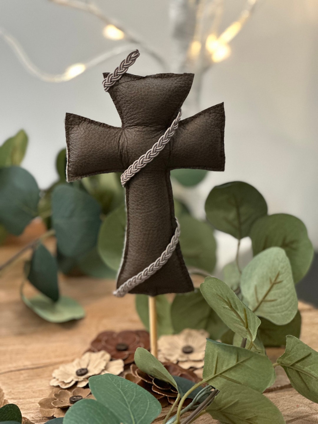 Leather Easter Cross Cake Topper: Handmade Religious Gift - Etsy