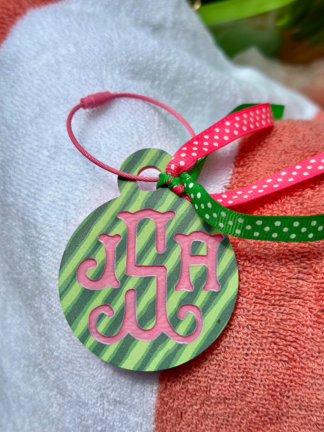 Custom Watermelon Bogg Bag Tag: Personalized Initial Acrylic Beach Tote ...