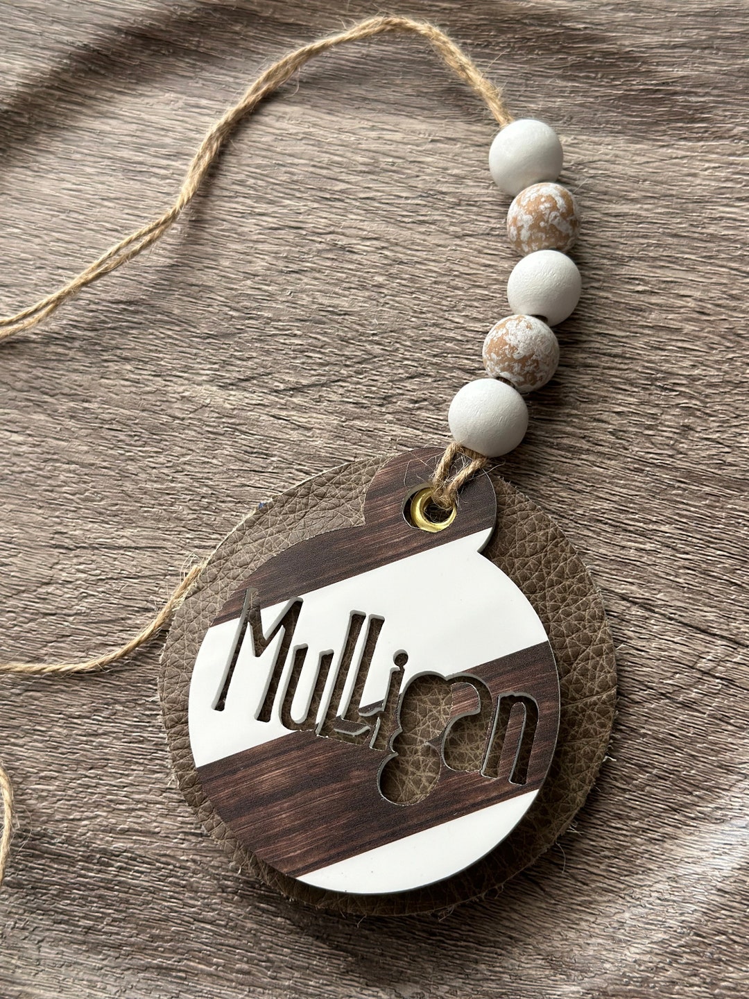 Custom Car Tag: Leather Lavender Sachet, Personalized Initial - Etsy