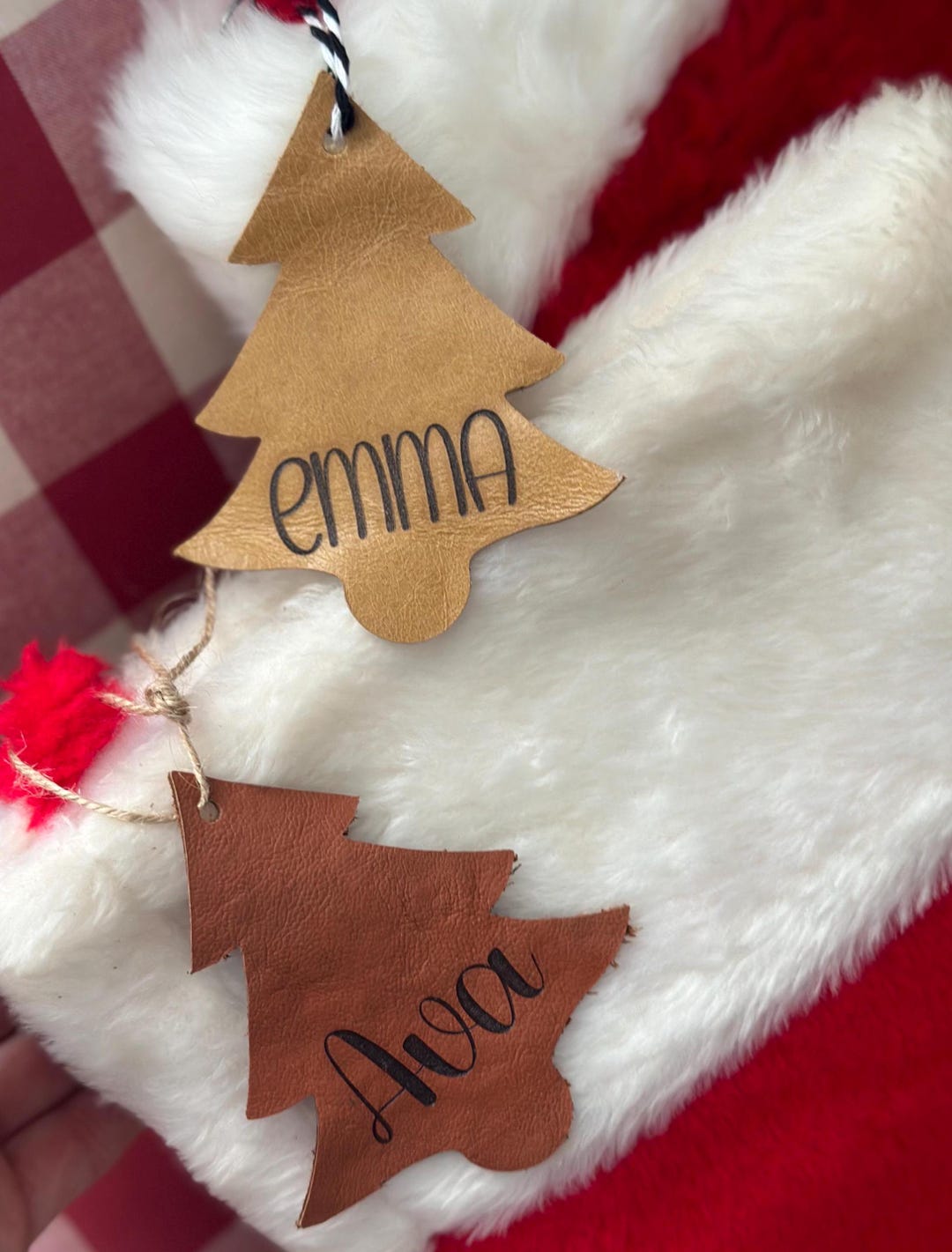 Custom Leather Christmas Tag: Personalized Family Stocking Decor - Etsy