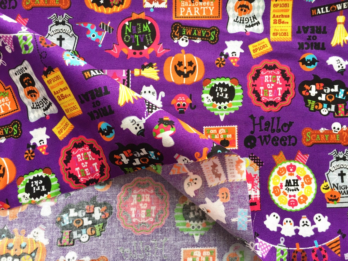 Halloween print cotton quilting fabric / fat quarter half | Etsy