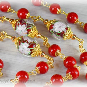 Handmade Catholic Rosary: Red Ceramic Beads, St Benedict Crucifix - Etsy