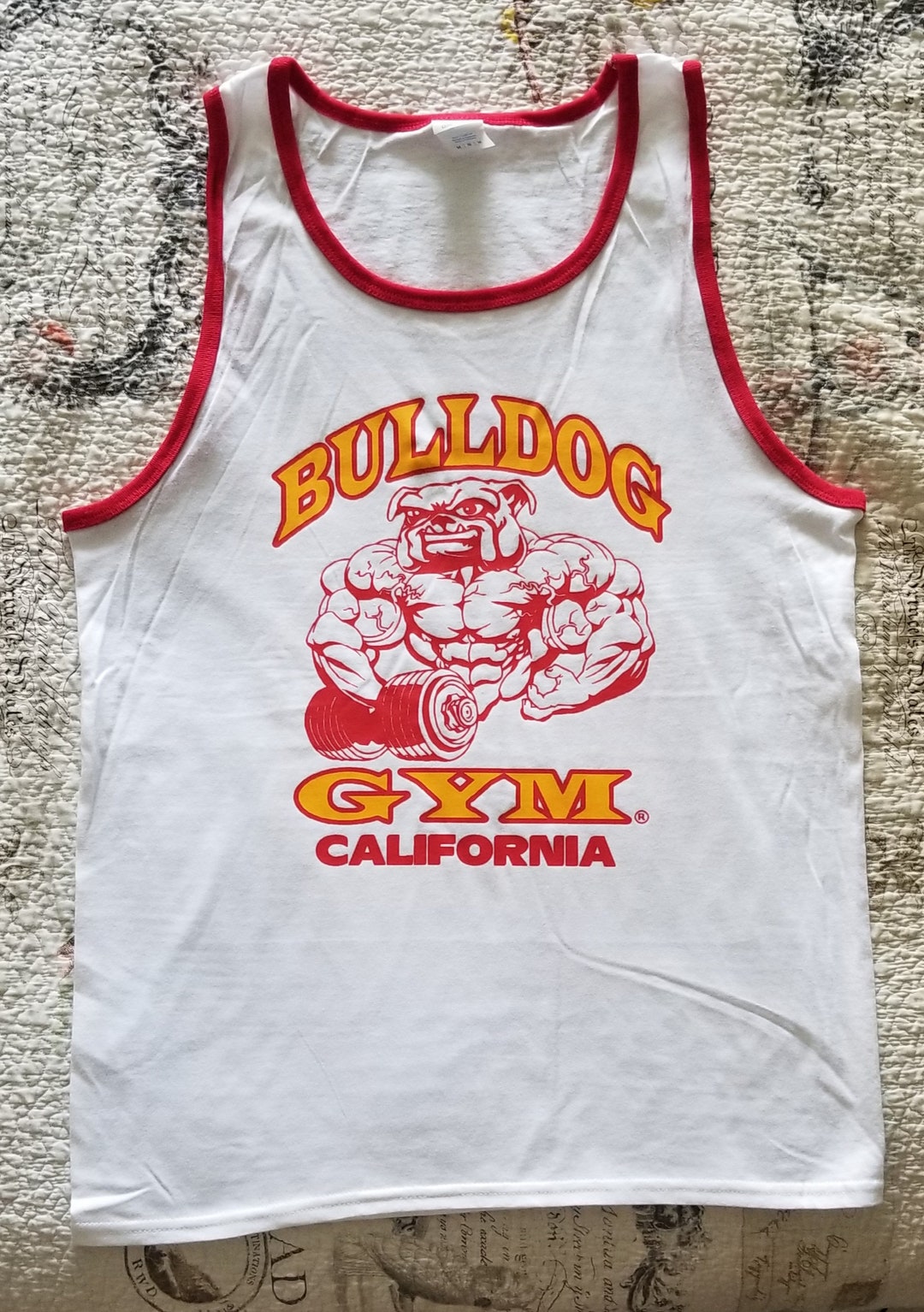 Bulldog Gym California Bodybuilding Workout Exercise White / Red ...