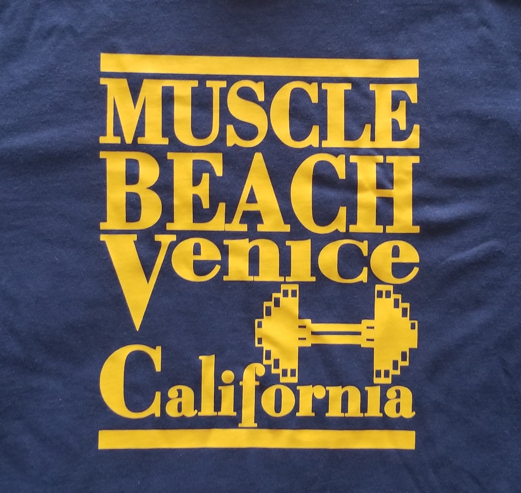 Muscle Beach Venice California Navy Blue / Gold Old School Bodybuilding ...