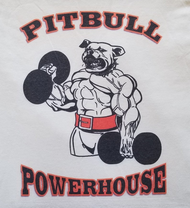 Pitbull Powerhouse Bodybuilding Workout Muscle Old School Vintage Logo ...