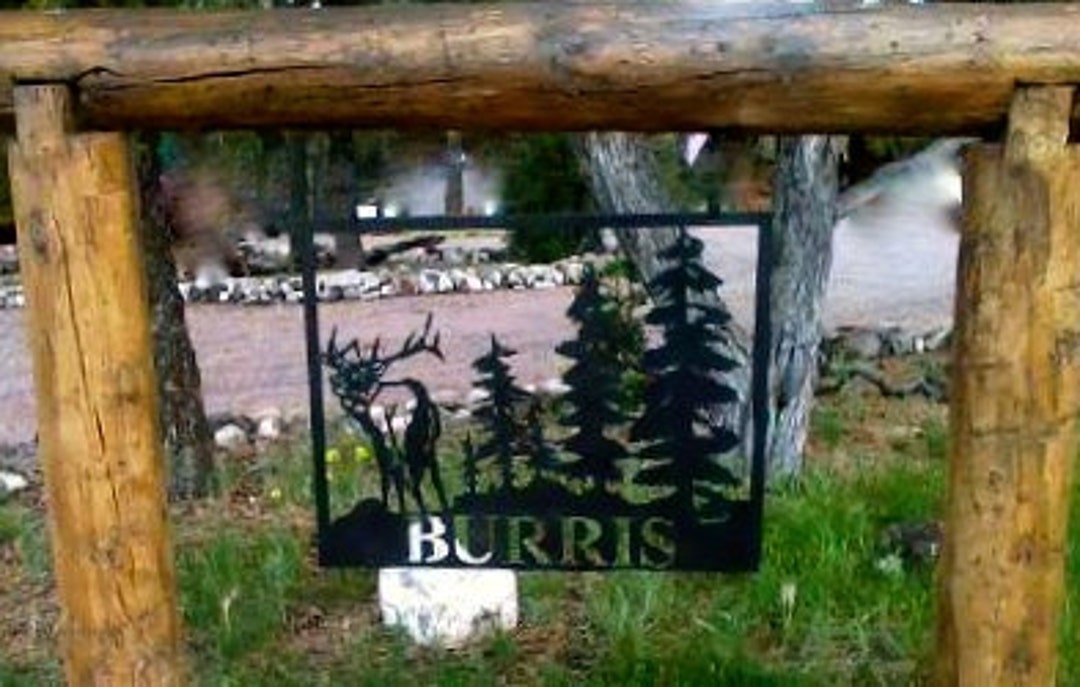 Metal Elk Cabin Sign - Plasma Cut - Elk House Sign - Metal Elk Sign ...