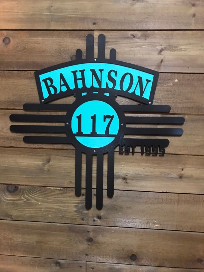 Zia Metal House Sign - Personalized Wall Art - New Mexico - Gifts ...