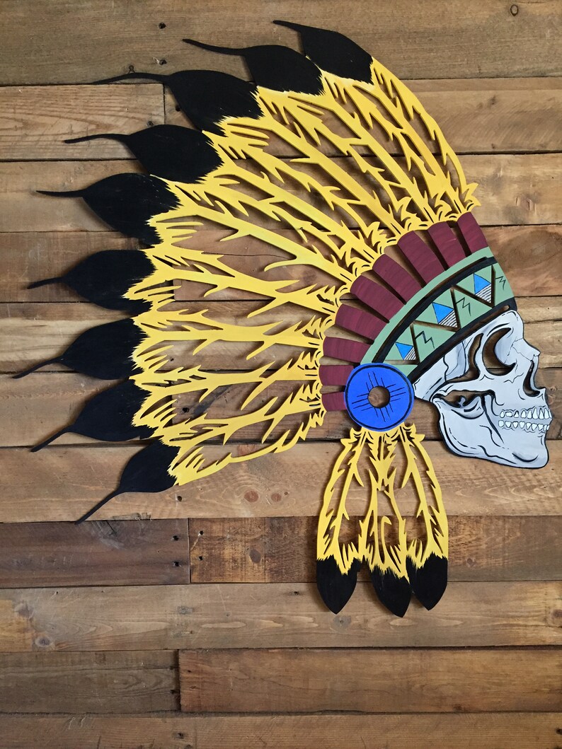 Chief Headdress Tribal Bohemian Hand Painted Yellow - Etsy