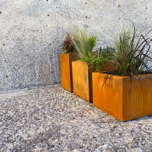 Rusted Metal Planter - Minimalist Outdoor - Rust - Modern Large Box ...