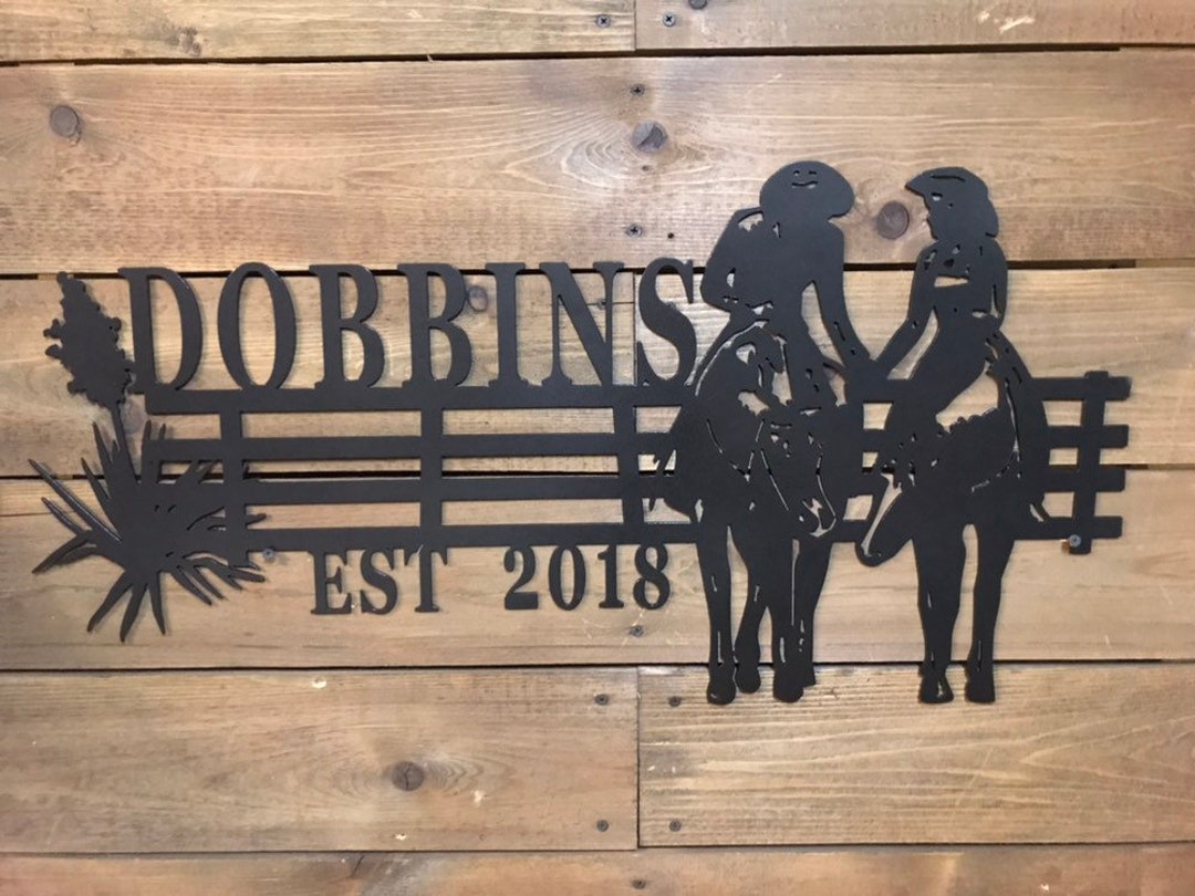 Cowboy Couple Metal Sign- Horse Wedding - Cowgirl - Rodeo - Custom ...