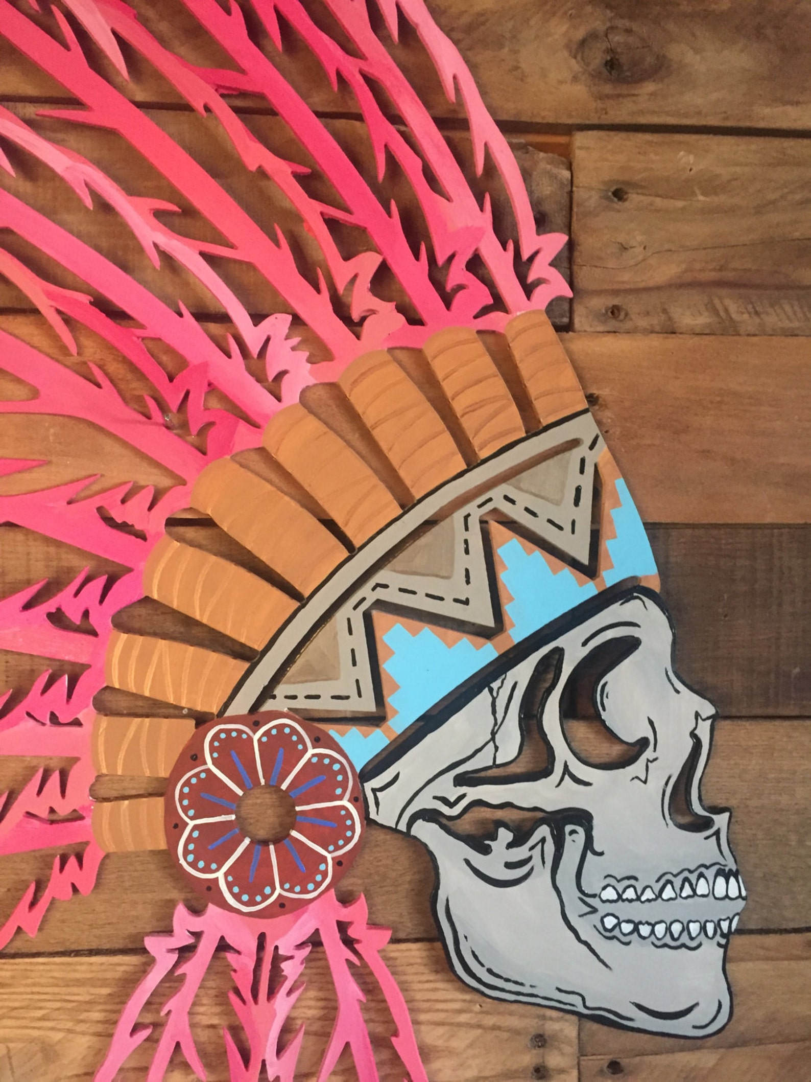 Chief Headdress - Tribal - Bohemian - Hand Painted - Pink - Etsy