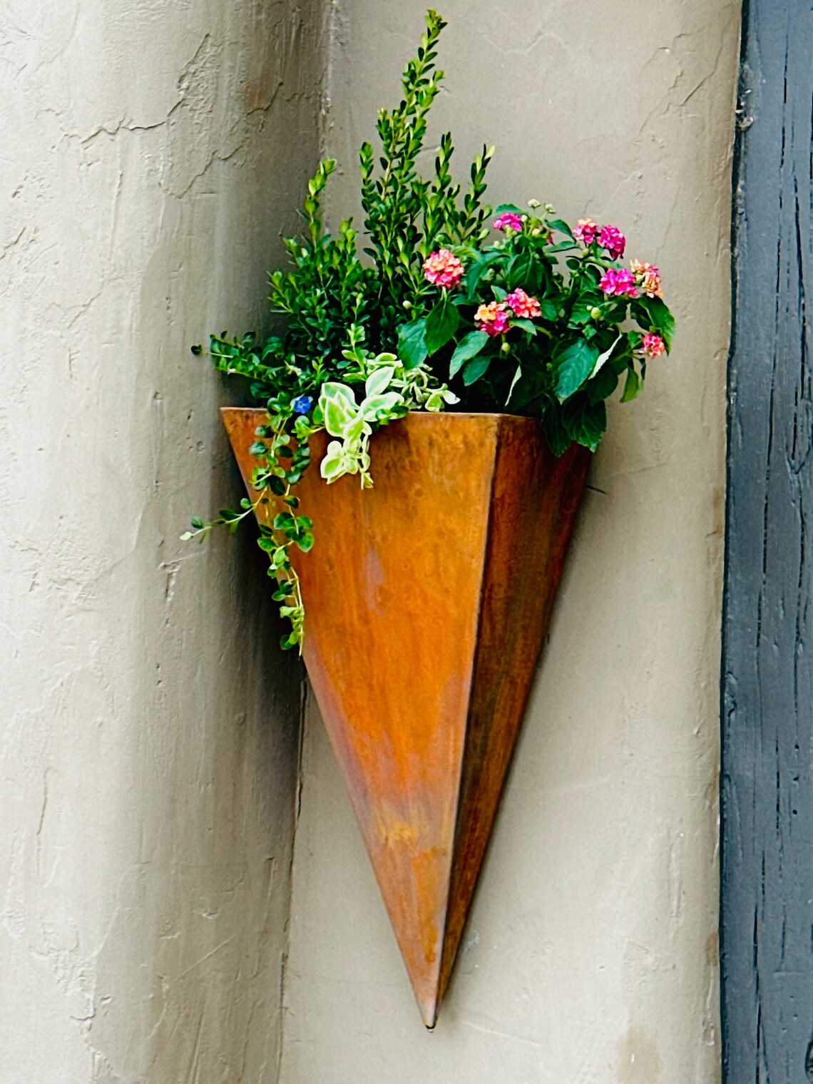 Triangular Metal Wall Planter - Large Planter - Wall Mounted Planter ...