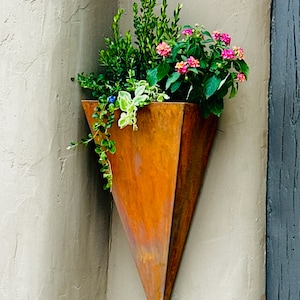 Triangular Metal Wall Planter - Large Planter - Wall Mounted Planter ...
