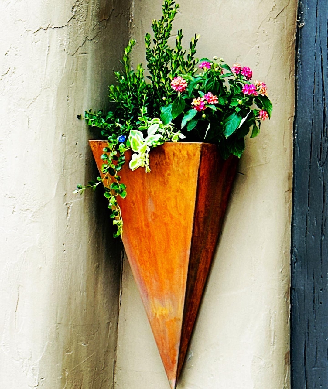 Triangular Metal Wall Planter - Large Planter - Wall Mounted Planter ...