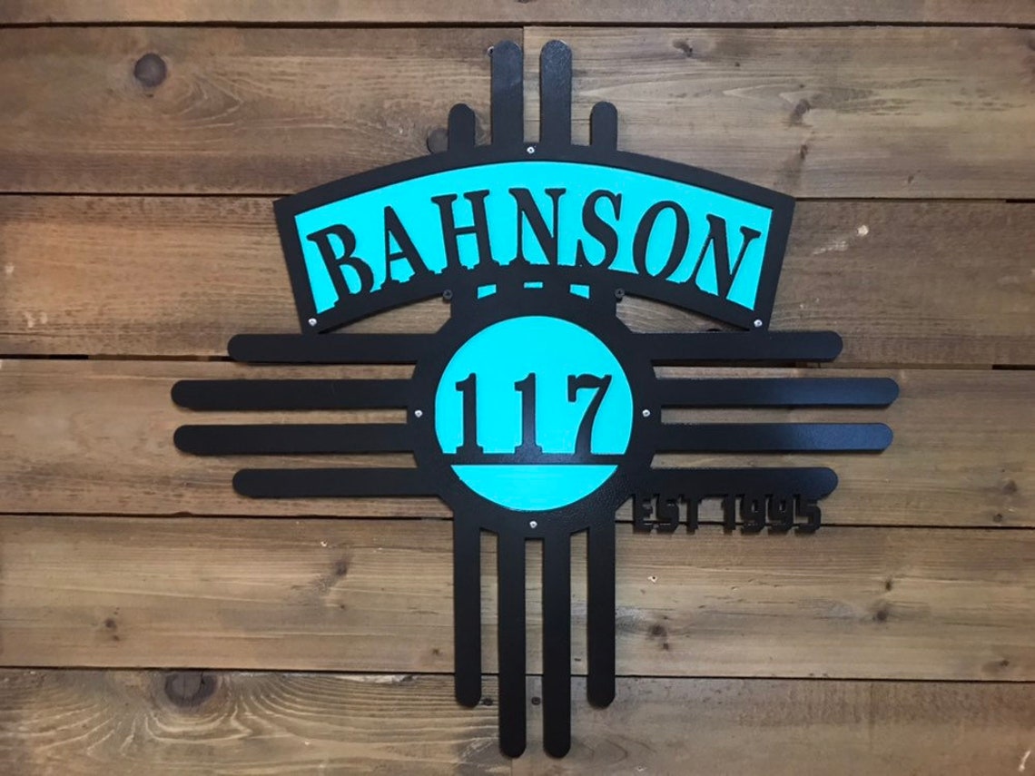Zia Metal House Sign - Personalized Wall Art - New Mexico - Gifts ...