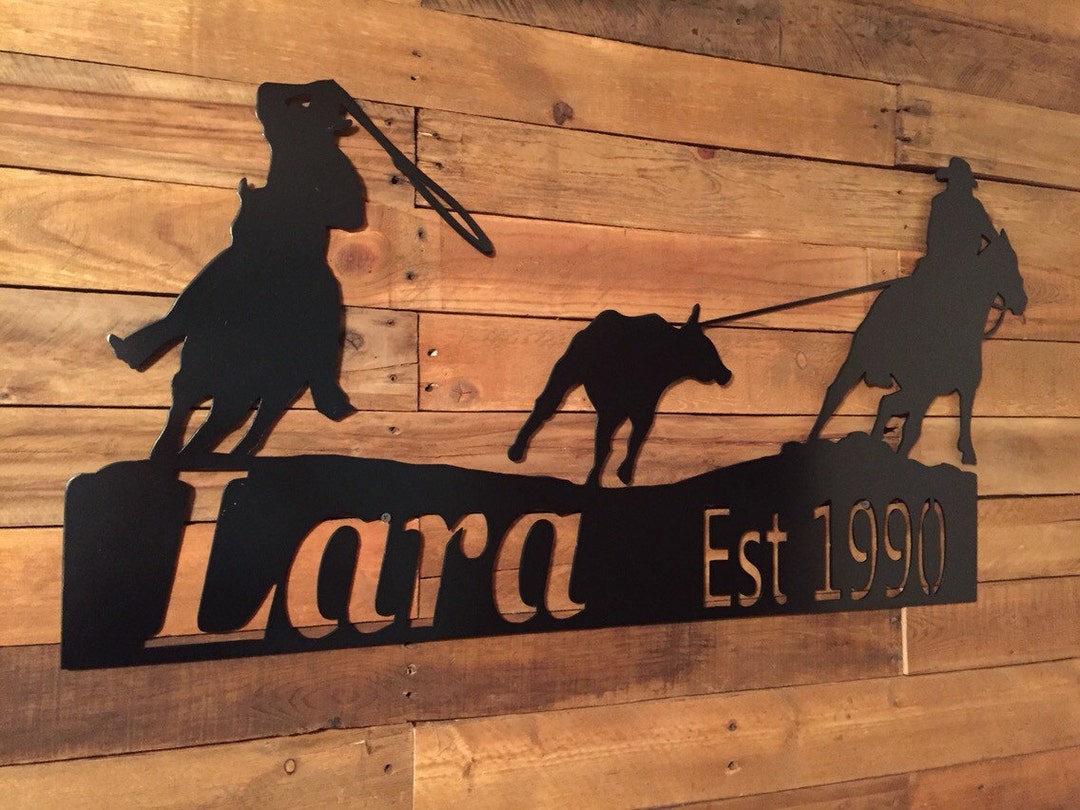 Horse Metal Wall Art - Team Roper - Team Roping Metal - Rodeo - Rodeo ...