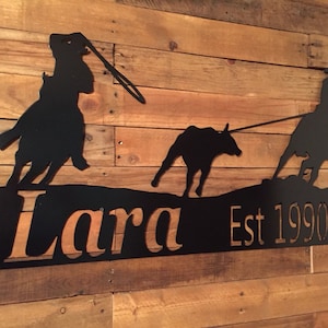 Horse Metal Wall Art - Team Roper - Team Roping Metal - Rodeo - Rodeo ...