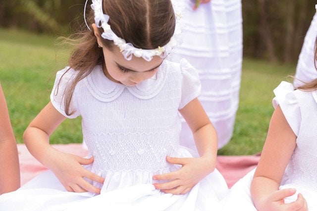White Cotton Fabric First Communion Dress Hand Made Smocked - Etsy Ireland