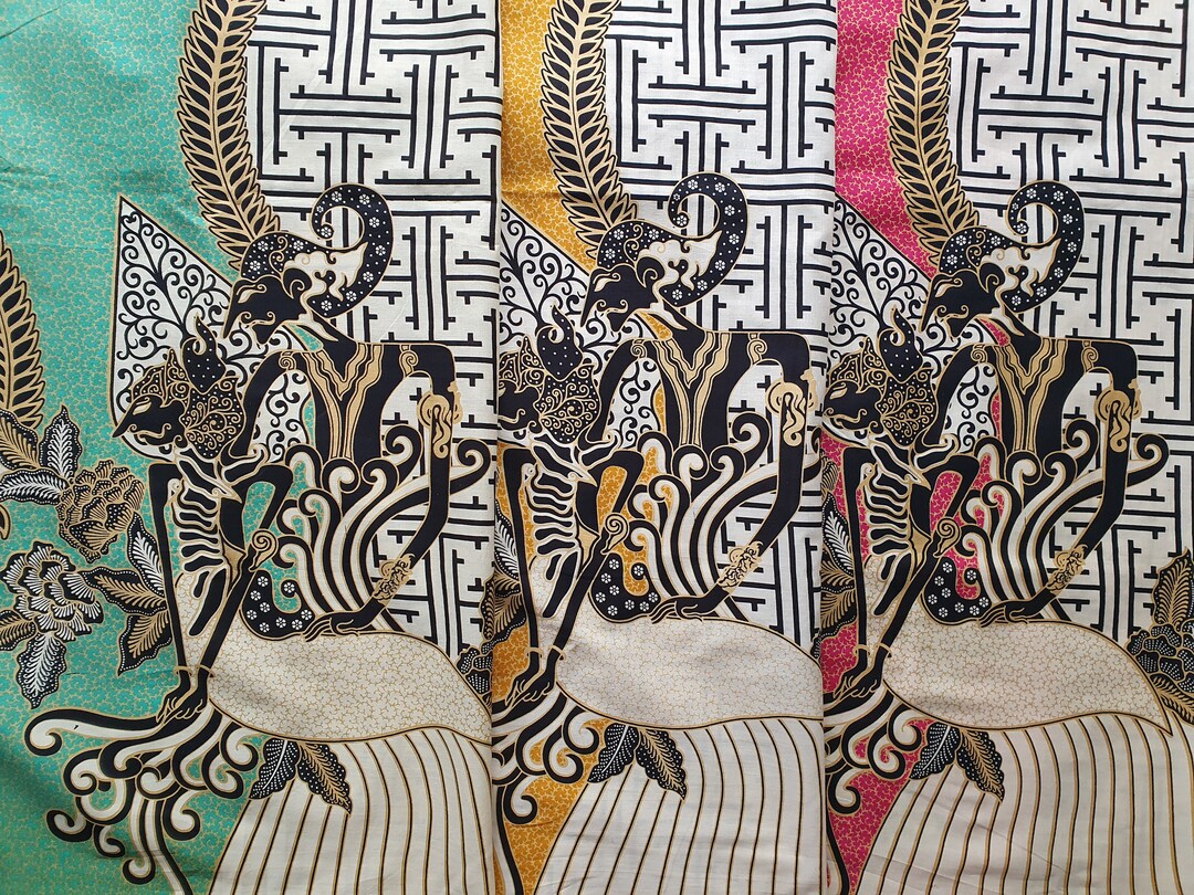 Indonesian Batik Fabric, Javanese Spring Sarong Wayang, Rama Sinta ...