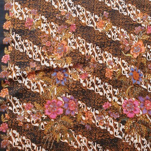 Indonesian Batik Fabric Kebaya Encim, Sarong Parang Floral Black Sogan ...