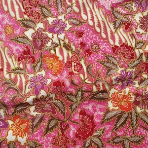 Indonesian Batik Sarong or Kebaya Skirt, Pink Floral and Parang Lereng ...