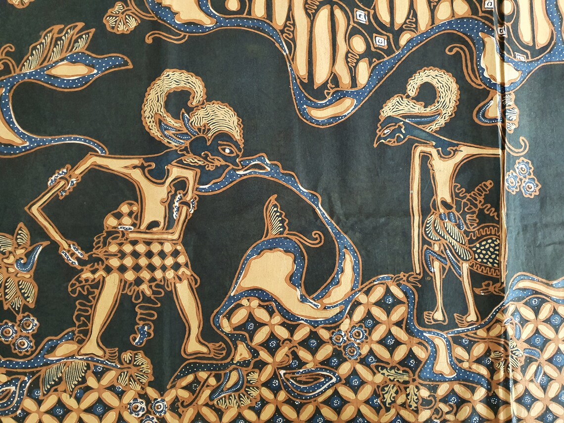 Indonesian Batik Fabric Wall Hanging, Traditional Wayang Javanese Batik ...