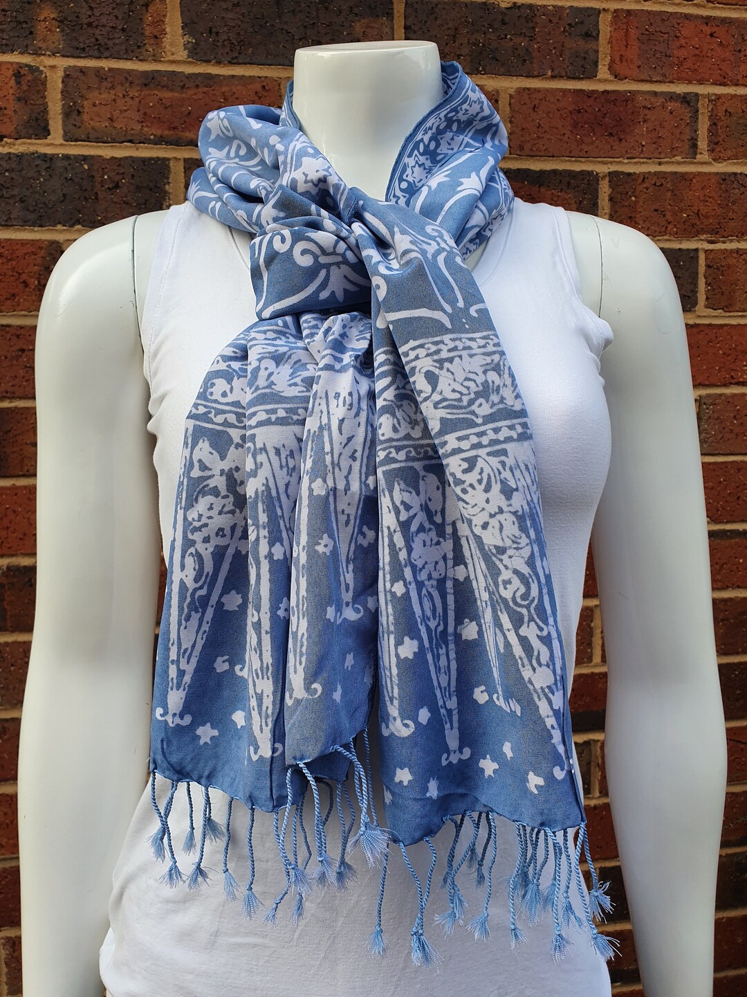 Batik Scarf Indonesian-javanese Style With Floral and Geometric Design ...