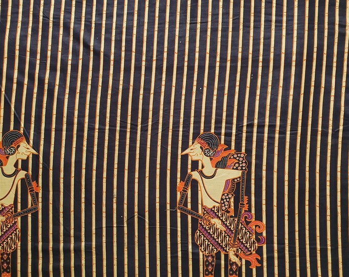 Indonesian Batik Fabric, Javanese Wayang Men Sarong, Cotton Wrap Around ...