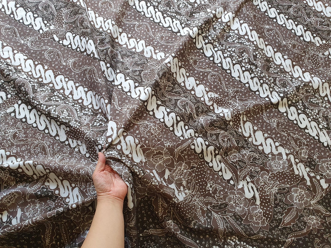 Traditional Indonesian Batik Fabric Hand Drawn, Natural Dyed Brown ...