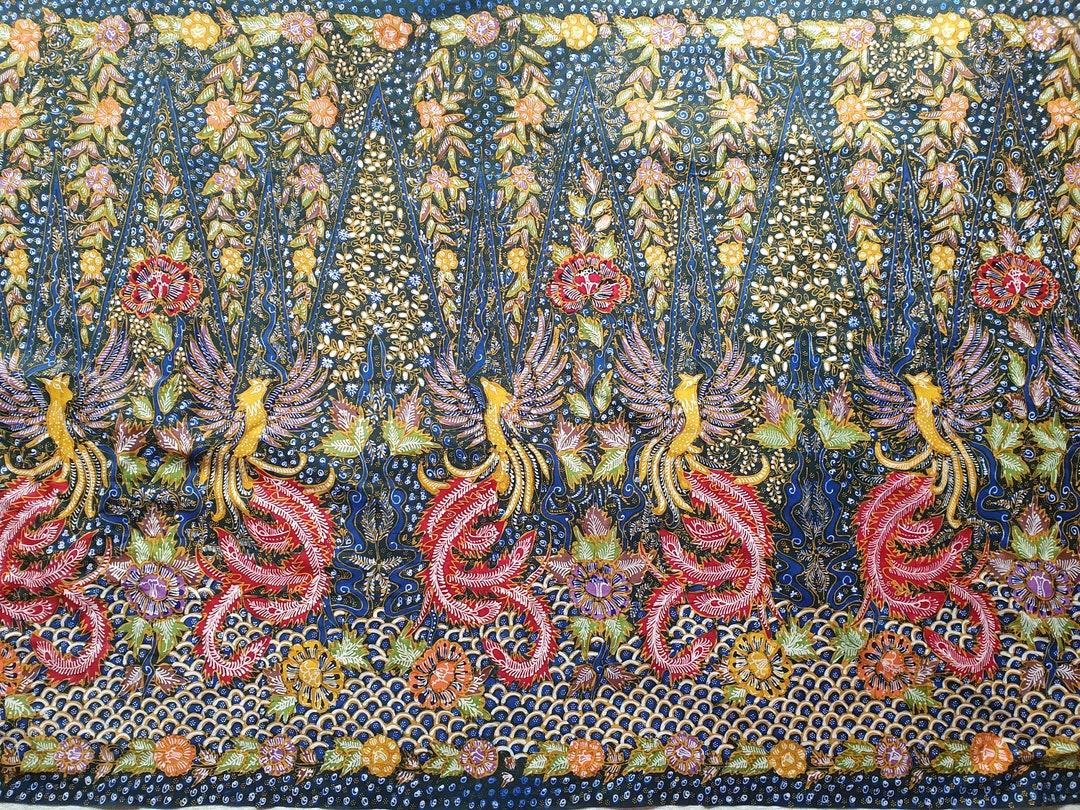 Indonesian Batik Fabric, Black and Blue Phoenix Batik for Him - Etsy