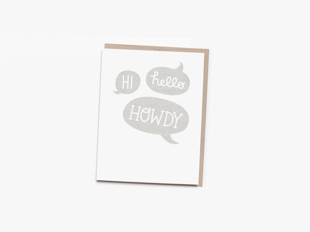 Hi Hello Howdy Screen Printed Card Single Card - Etsy