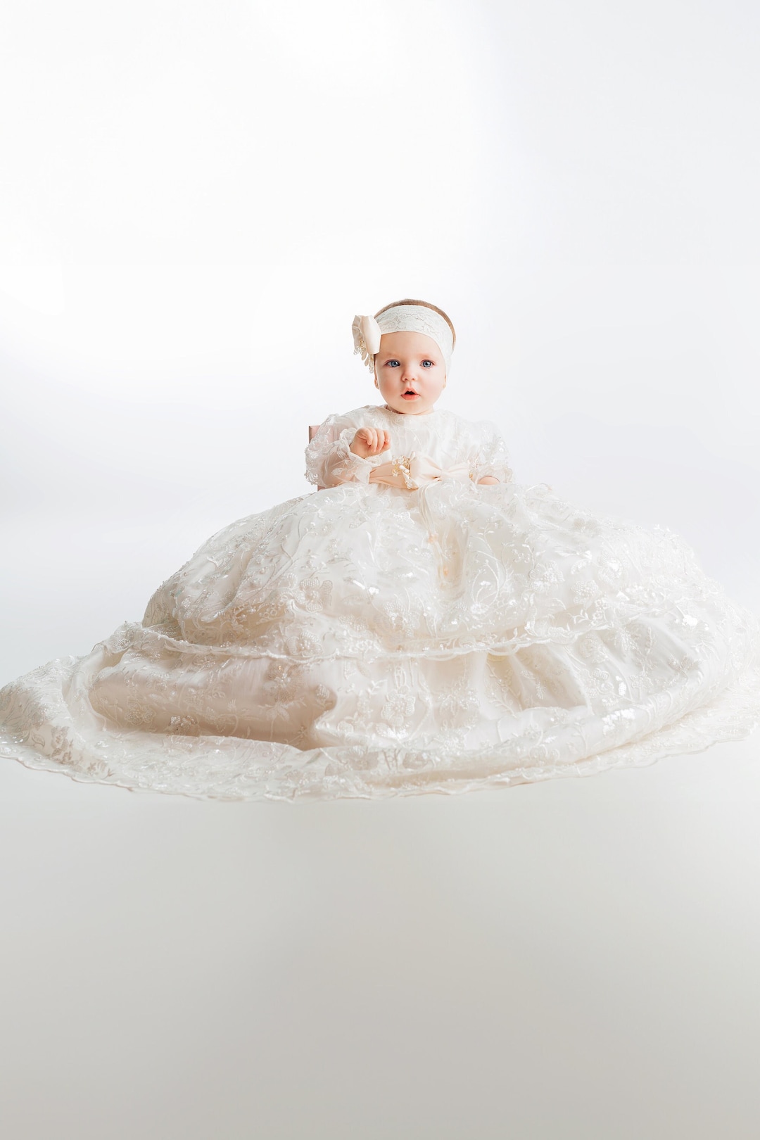 Burbvus Christening Gown for Girls G044 + Candle Set | Baby Girl ...