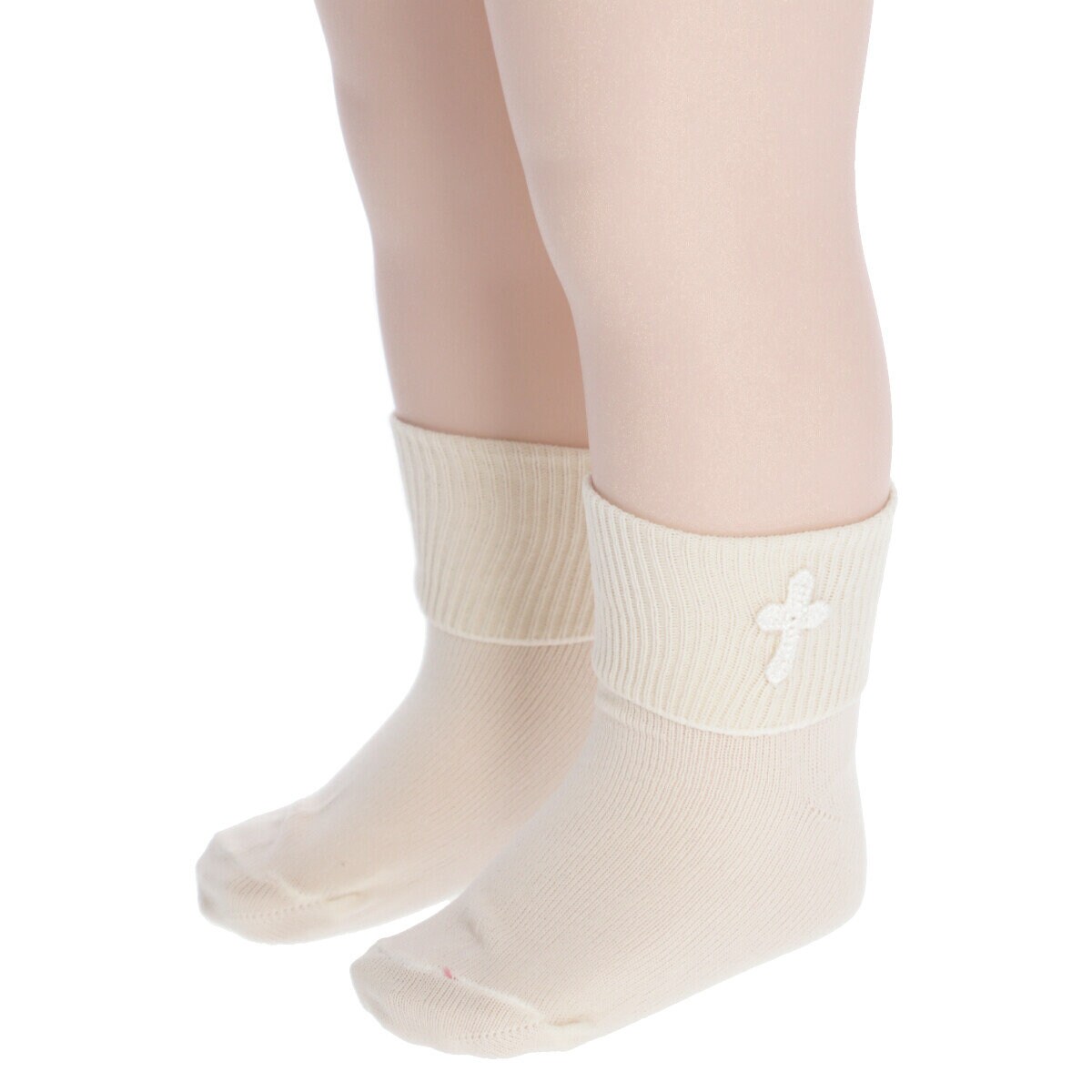 Boys White and Ivory Cross Sock Baptism or Christening - Etsy