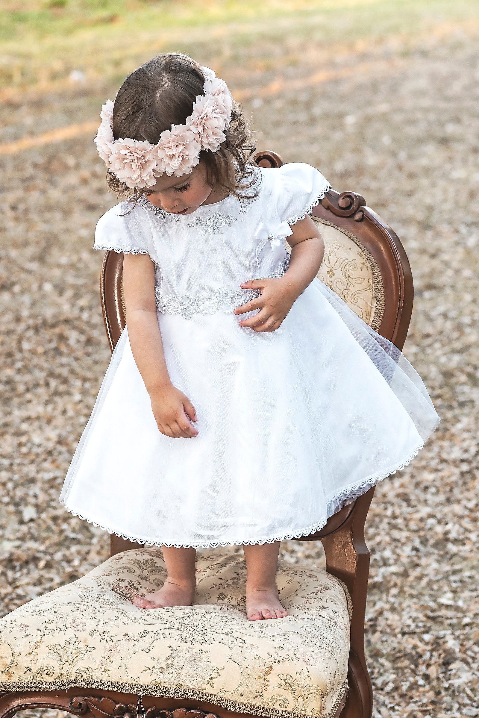 Baby Girl Dedication Dress | Vintage | Burbvus Flower Dress Girl "g020 ...