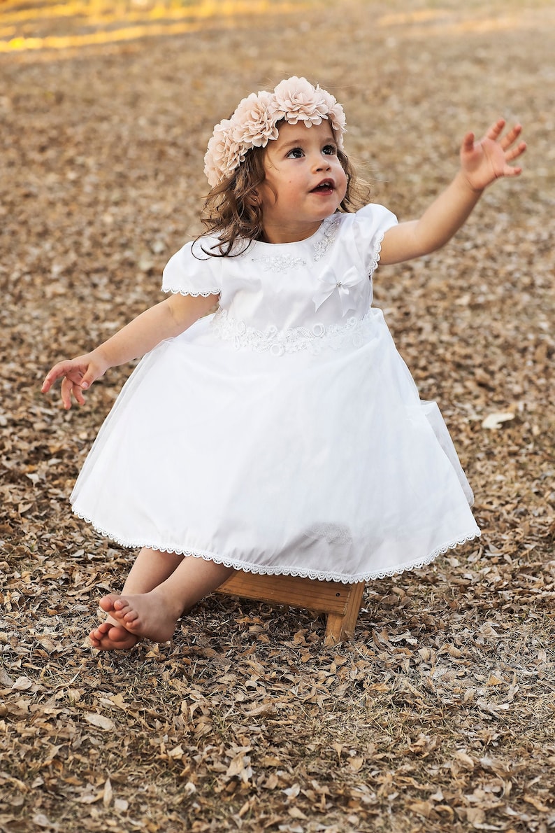 Baby Girl Dedication Dress | Vintage | Burbvus Flower Dress Girl "g020 ...