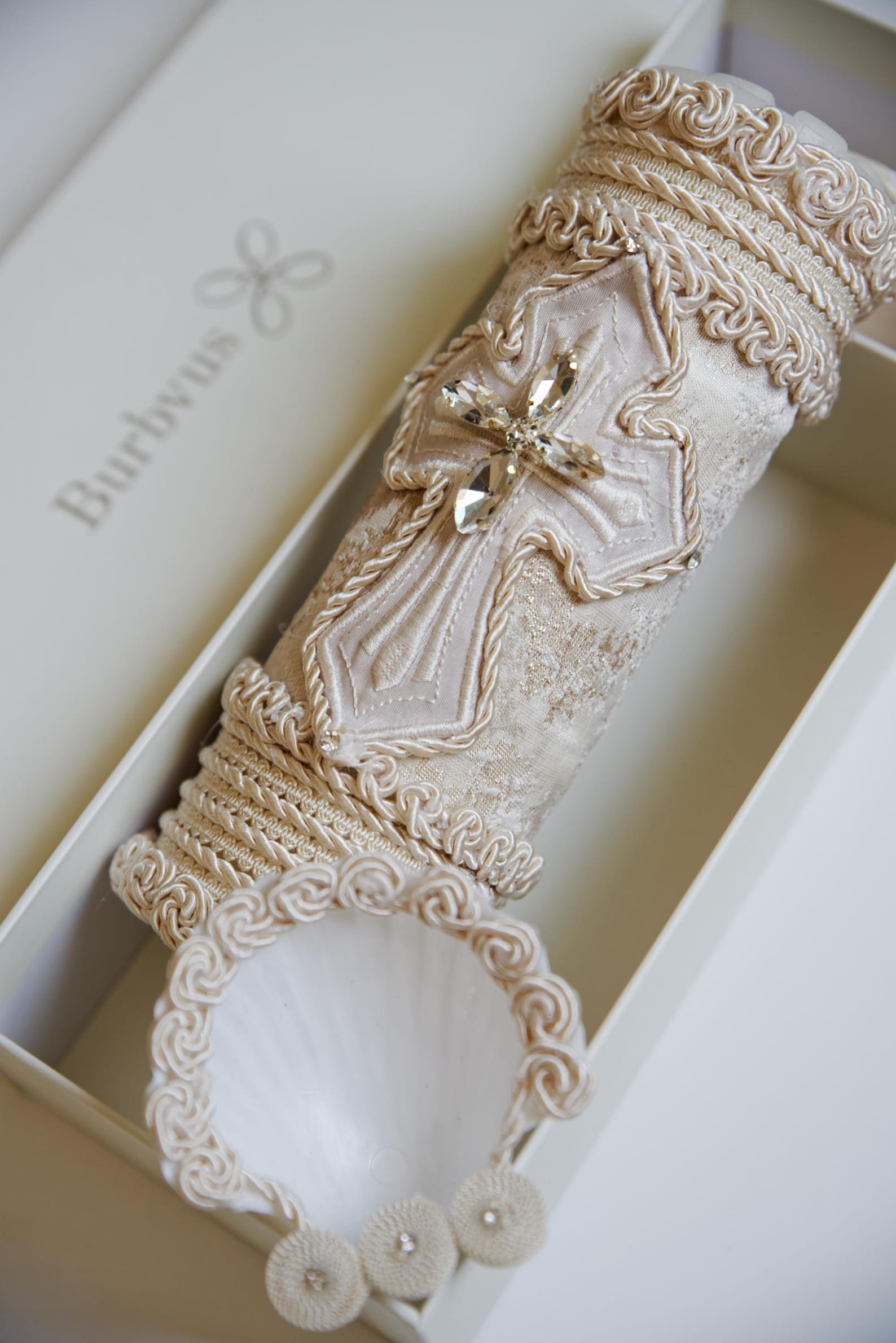 Handmade Baptism Candle Set #38 | Beige & Blue Christening Candle ...