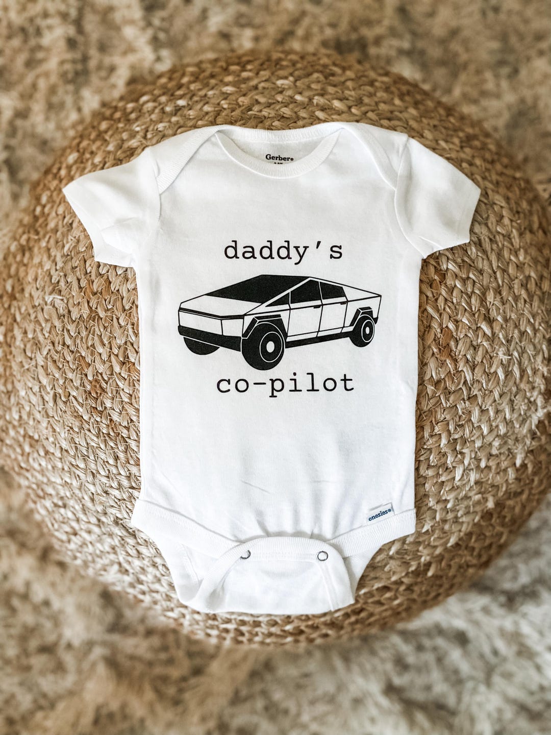 Tesla Cybertruck Baby Bodysuit, Daddy's Co-pilot, Car Guy Gift for Kid ...