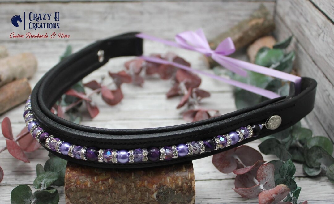 Custom Interchangeable Browband for Horses – Beaded Leather Browband ...