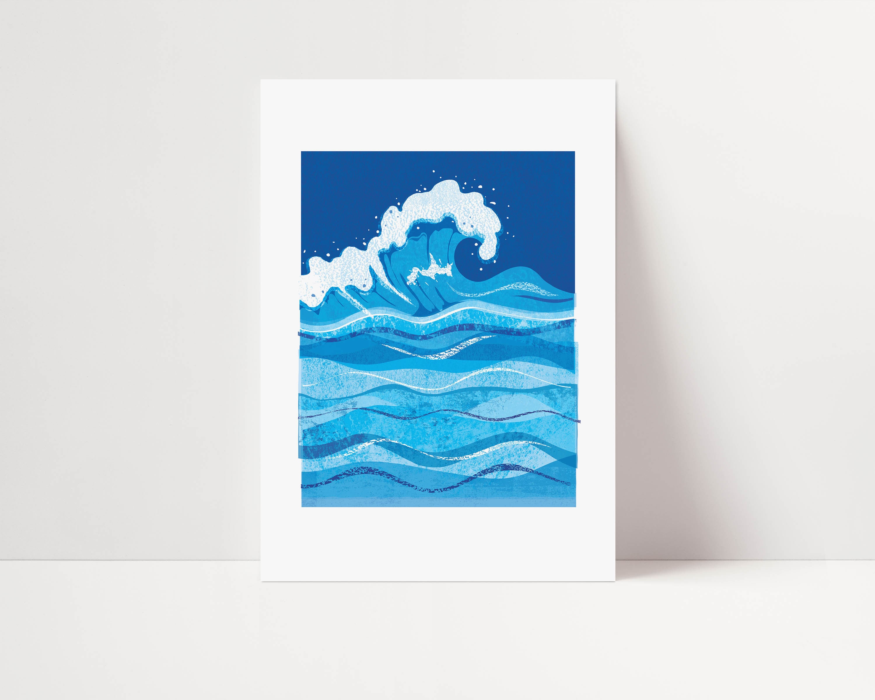 Wave Print / A3 / Crashing Ocean Wall Art / Illustration / Home Decor ...