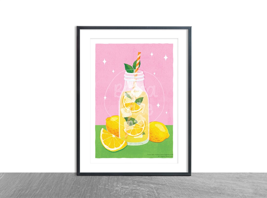 Lemonade - Art Print - A4 - Wall Art - Kitchen Decor - Fruit Art Print ...