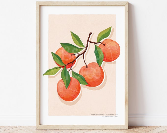 Peach Print, A3, Kitchen Art Print, Peach Branch, Wall Art ...