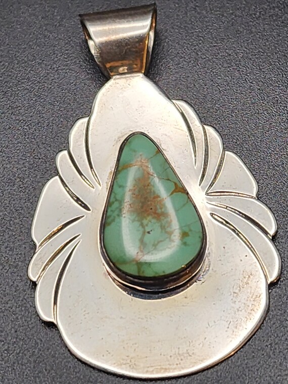 Vintage Signed Turquoise Pendant - Gem