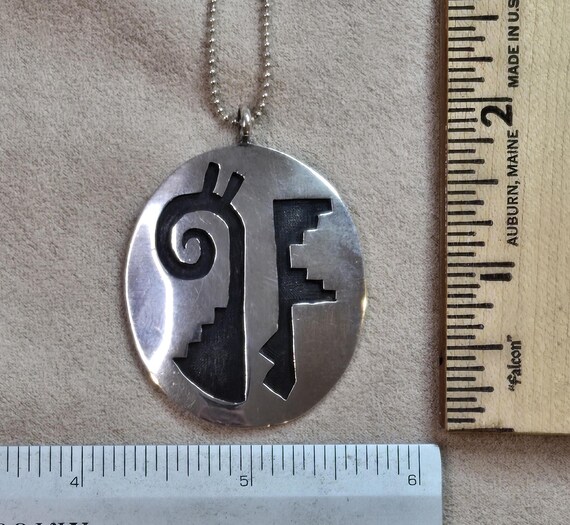 Sterling Silver Hopi Overlay Pendant - Gem