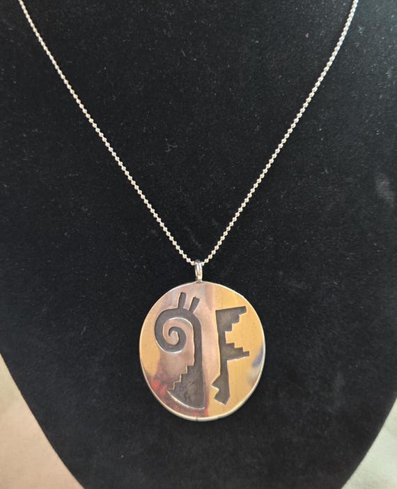 Sterling Silver Hopi Overlay Pendant - Gem