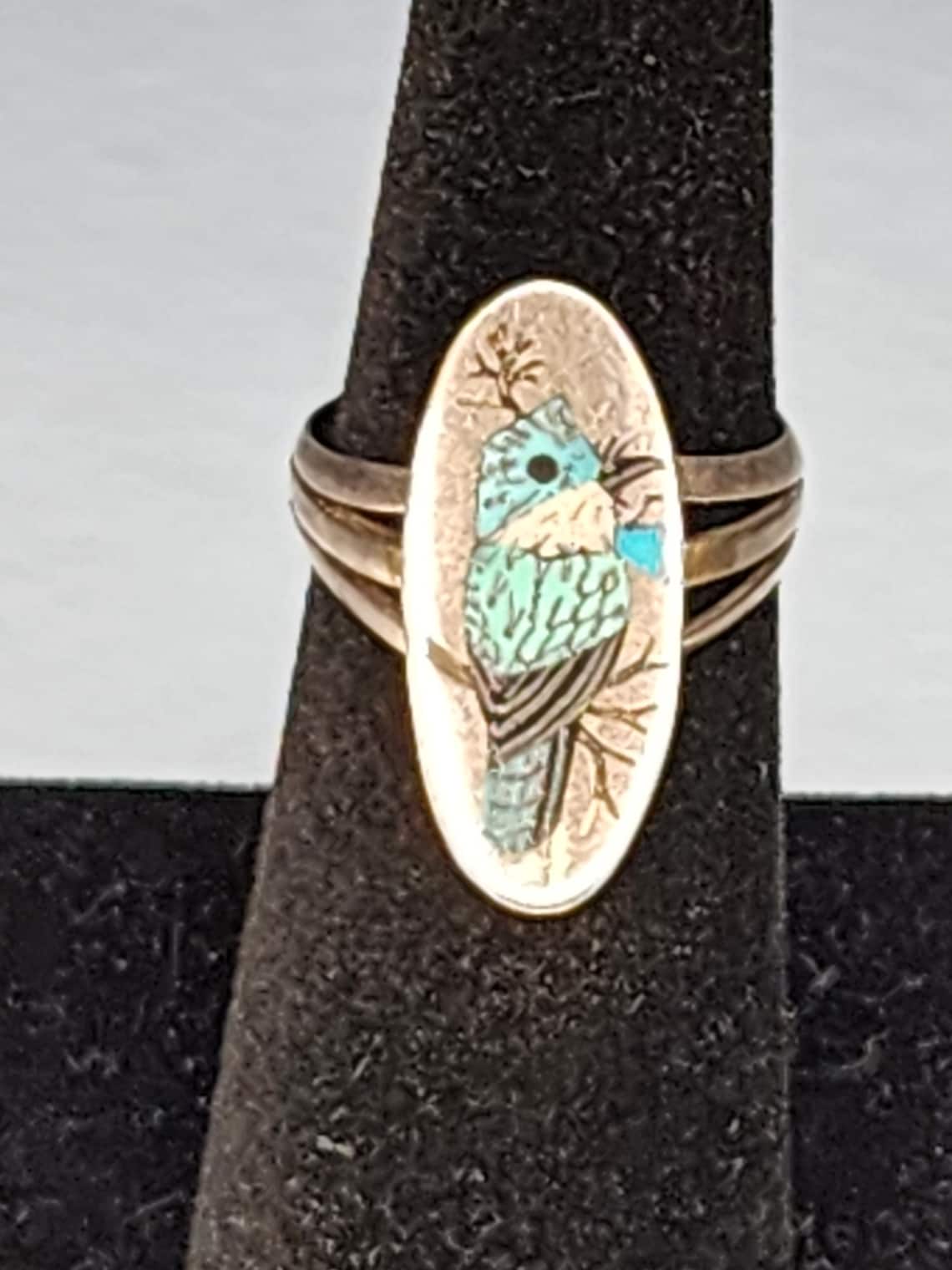 Harlan and Rolanda Coonsis Zuni Blue Jay Inlay Ring - Etsy